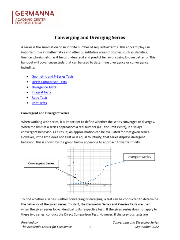 Convergence and Divergence of Series | PDF | Limit (Mathematics ...