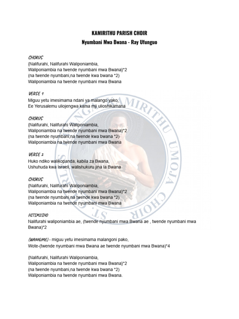 Nyumbani Mwa Bwana - Ray Ufunguo | PDF