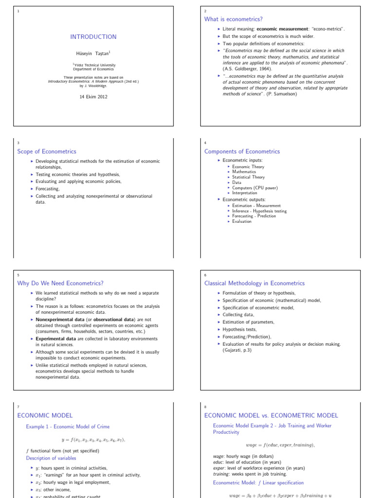 Introduction What Is Econometrics Scope Of Econometrics Compress Pdf