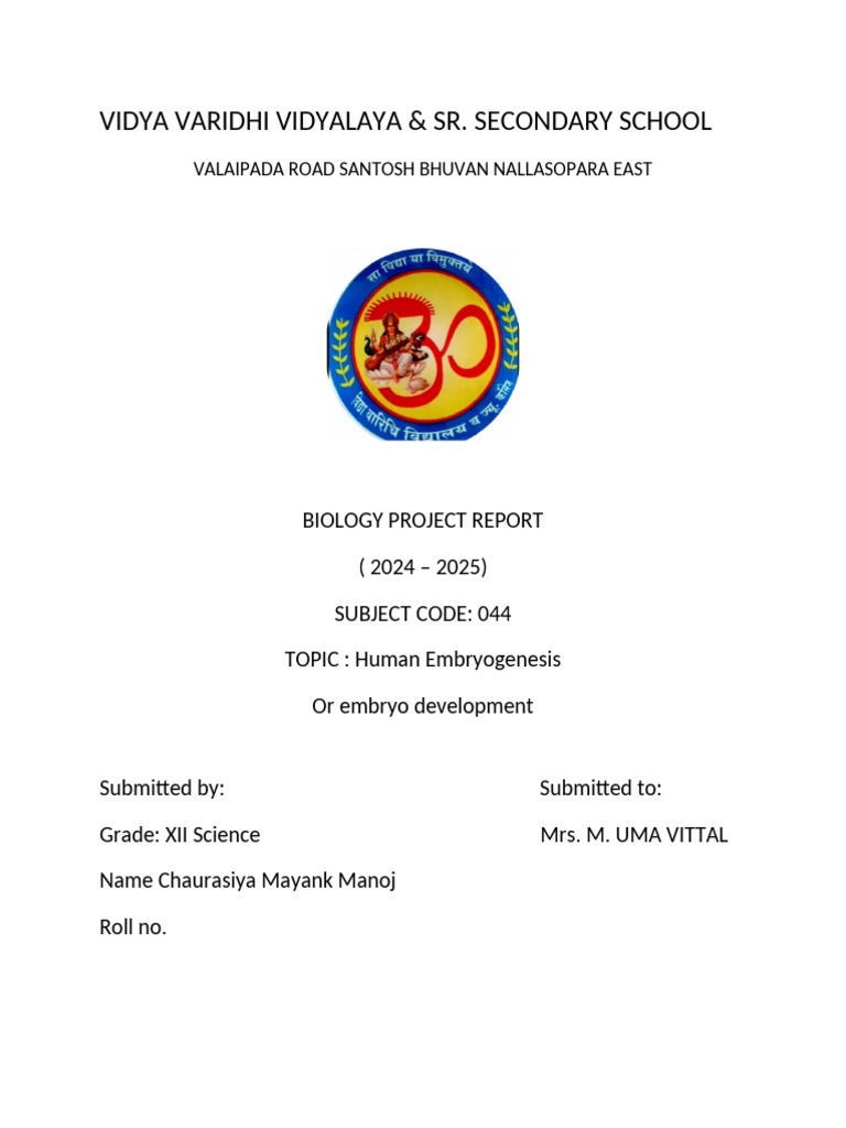 Biology Project m | PDF | Embryo | Uterus