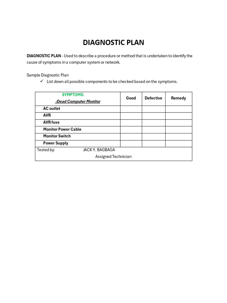 Diagnostic Plan | PDF