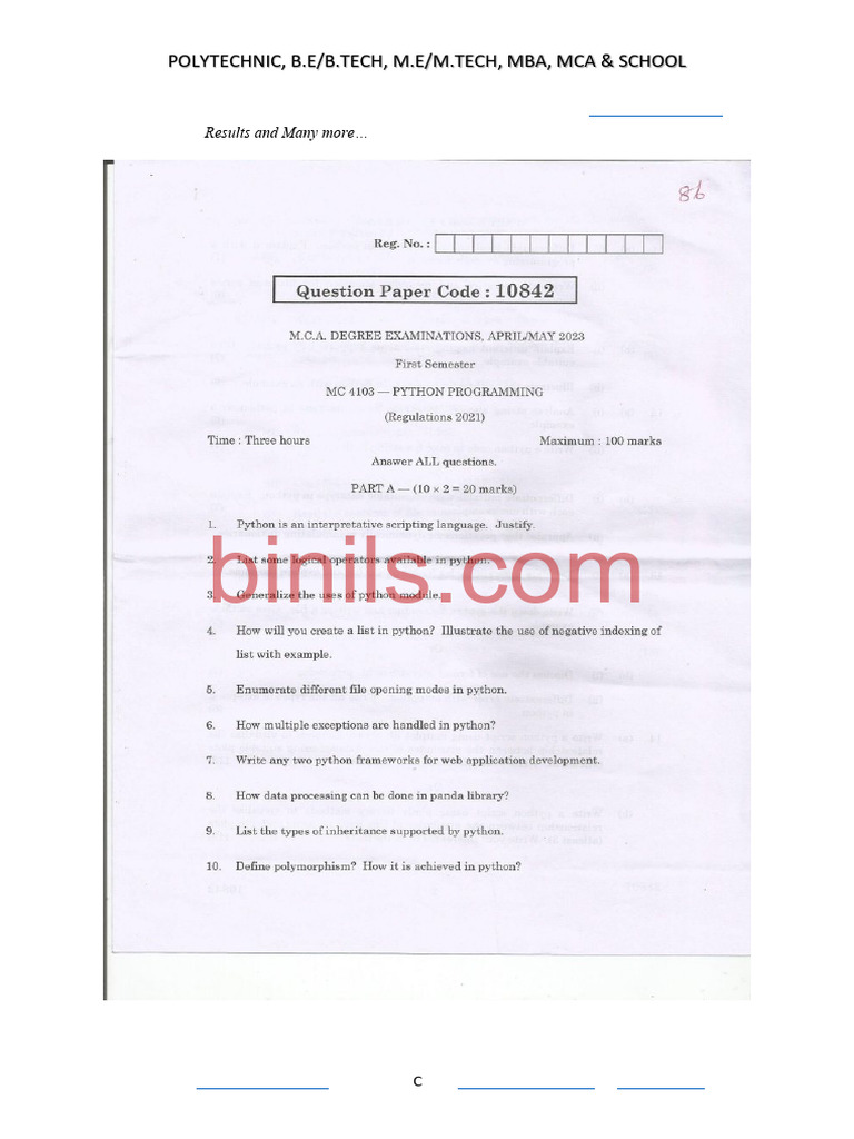 MC 4103 Puthon Programming | PDF