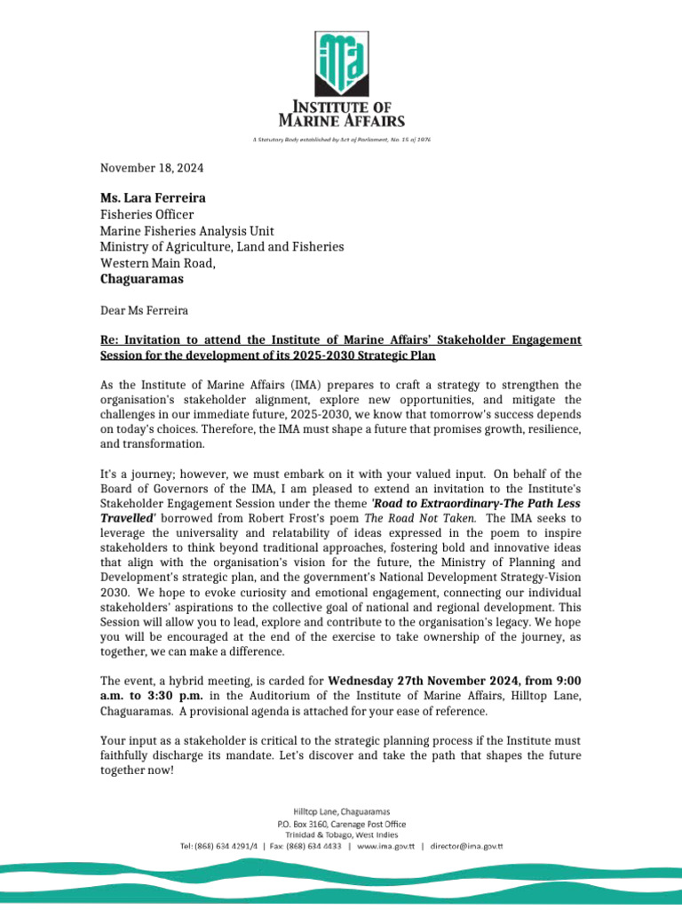 IMA Invitation To Gillian Stanislaus 27nov - 24 | PDF