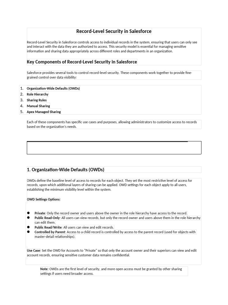 Record-Level Security in Salesforce | PDF | Hierarchy | Computer Science