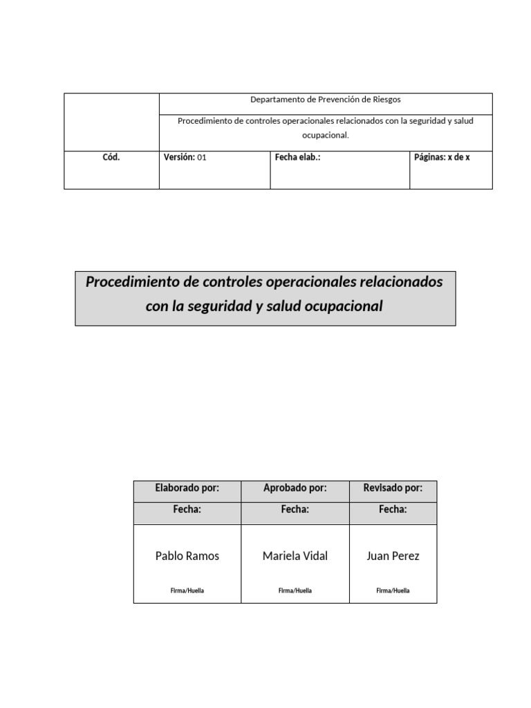 Procedimiento de Controles Operacionales Relacionados Con La Seguridad ...