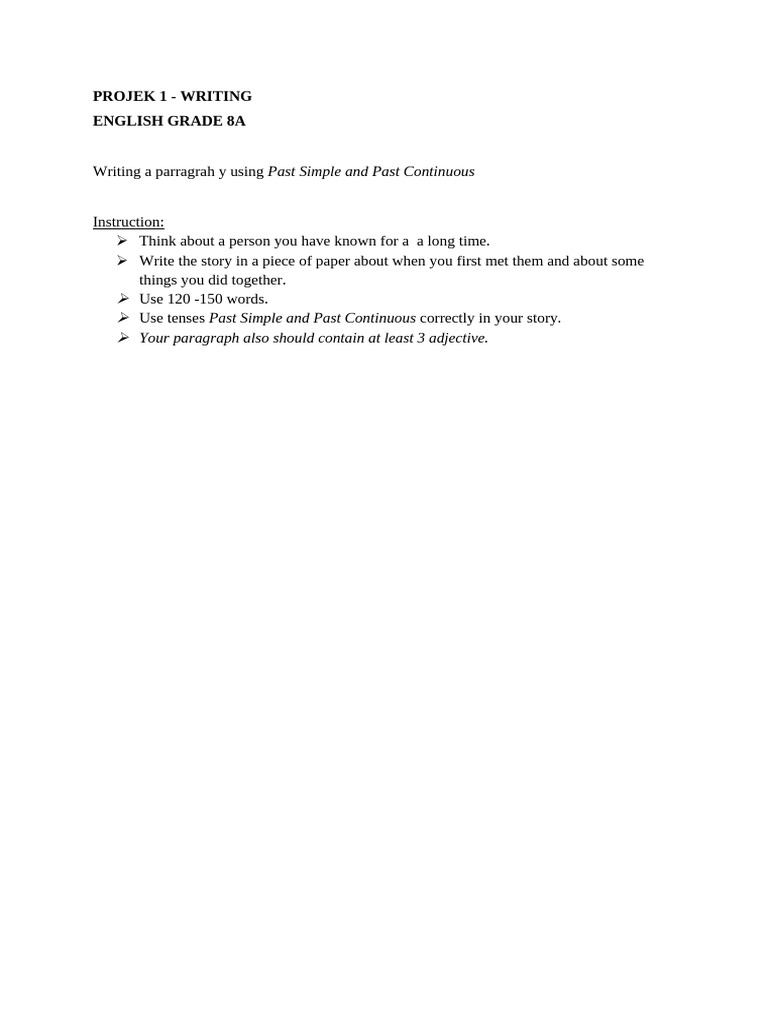 PROJECT 1 - English Grade 9A | PDF