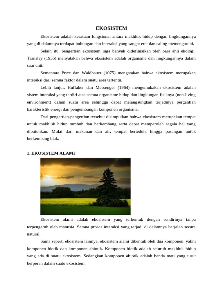 Ekosistem Alami: Jenis dan Ciri | PDF