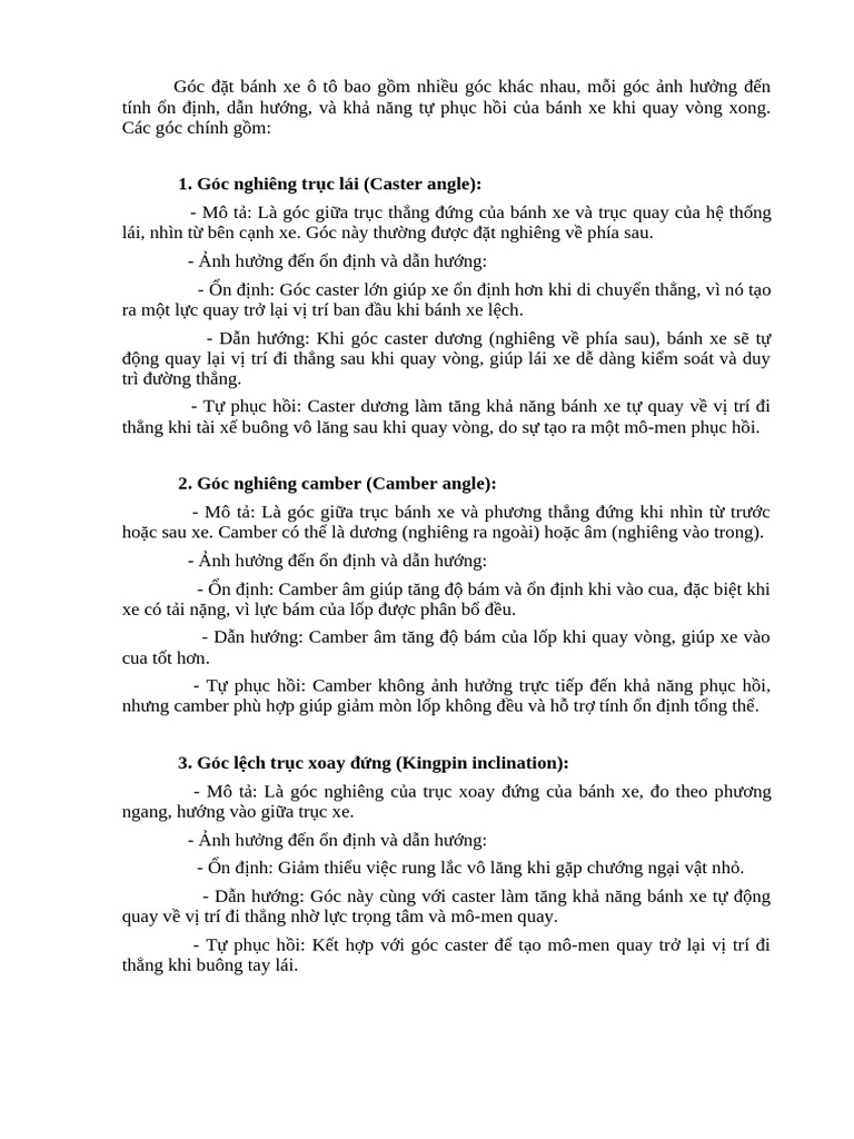 Góc đặt bánh xe | PDF