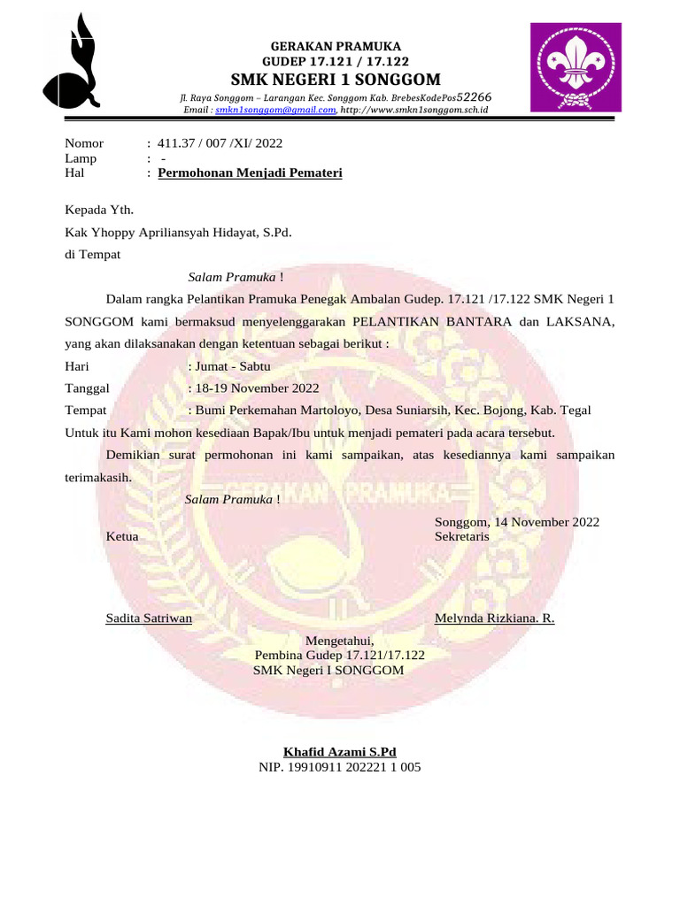 Surat permohonan ijin tempat dll 2022 | PDF