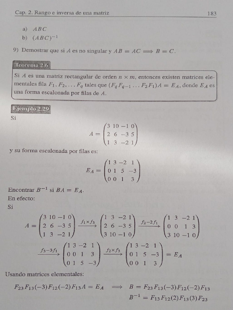 Matrices Elementales Fila | PDF