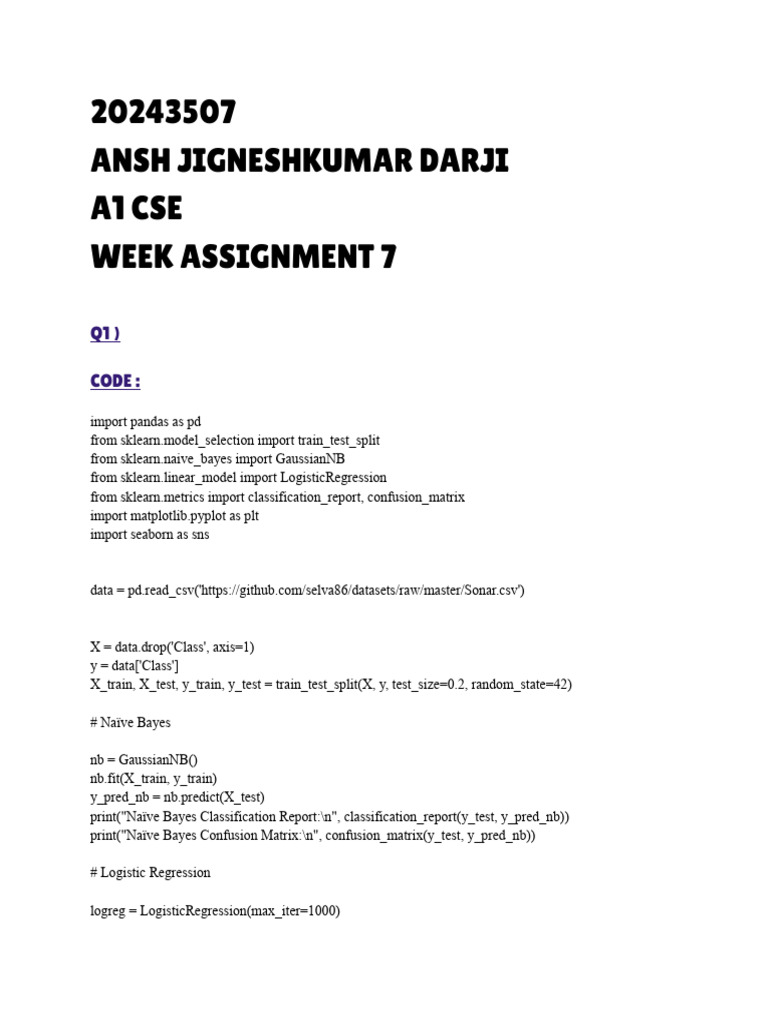 20243507_ANSH JD_W7 | PDF | Mean Squared Error | Regression Analysis