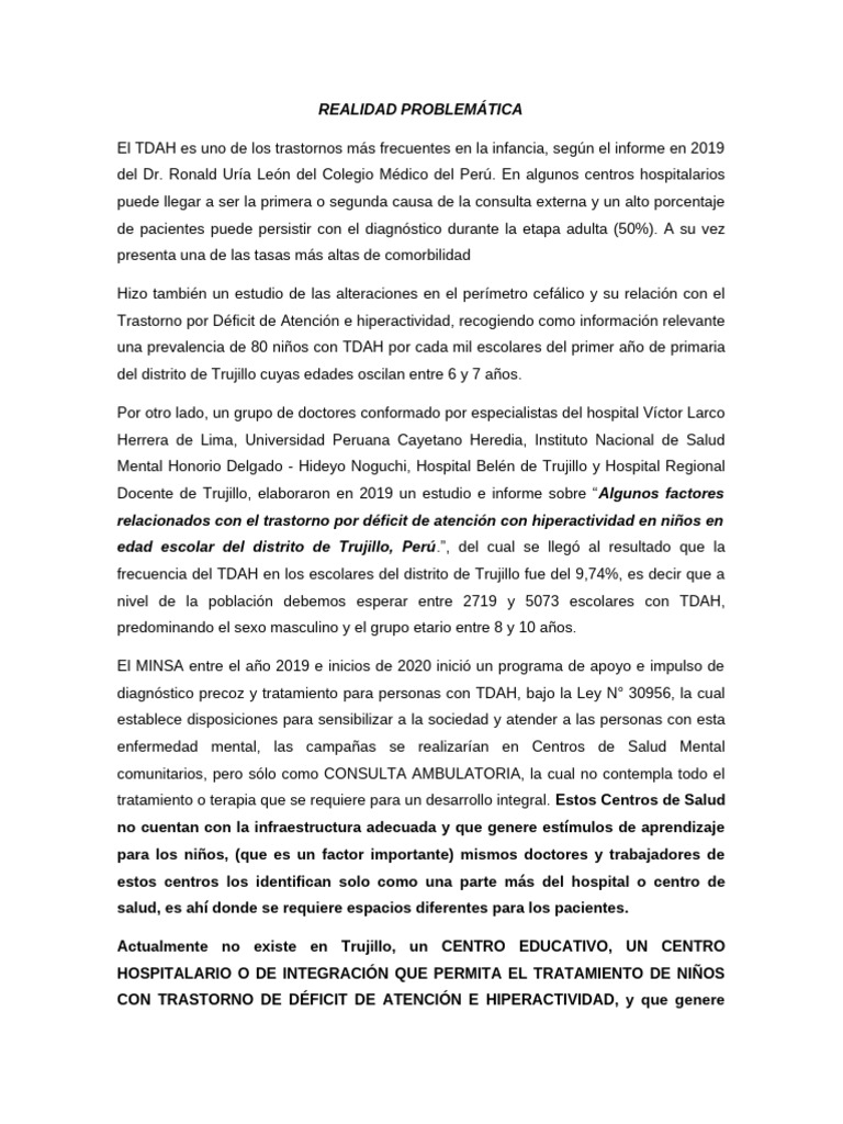 Realidad Problematica | PDF | Desorden hiperactivo y deficit de ...