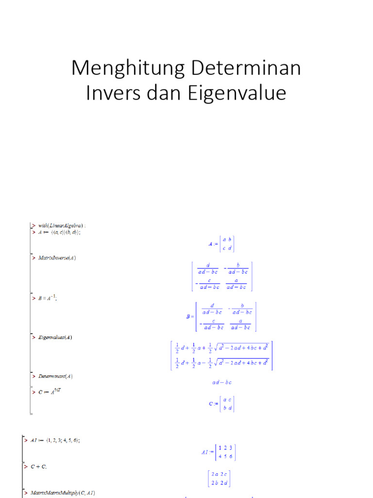 Menghitung Determinan Invers dan Eigenvalue | PDF