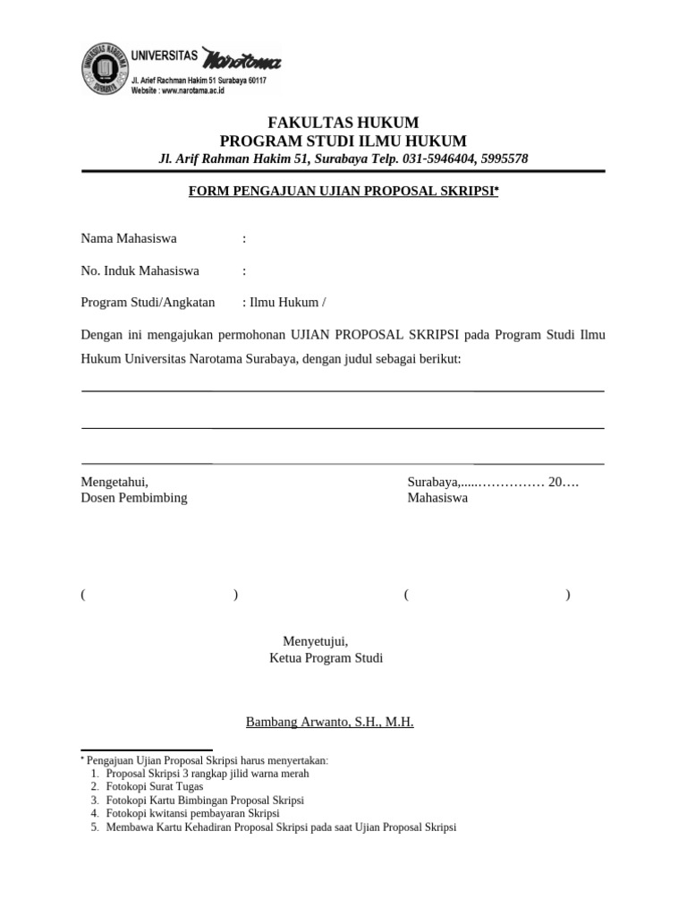 Form Pengajuan Ujian Proposal Skripsi | PDF
