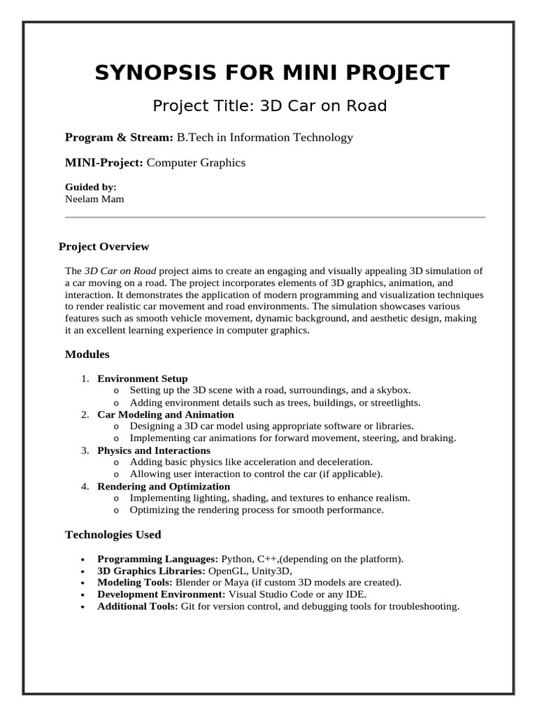 Synopsis For Mini Project | PDF