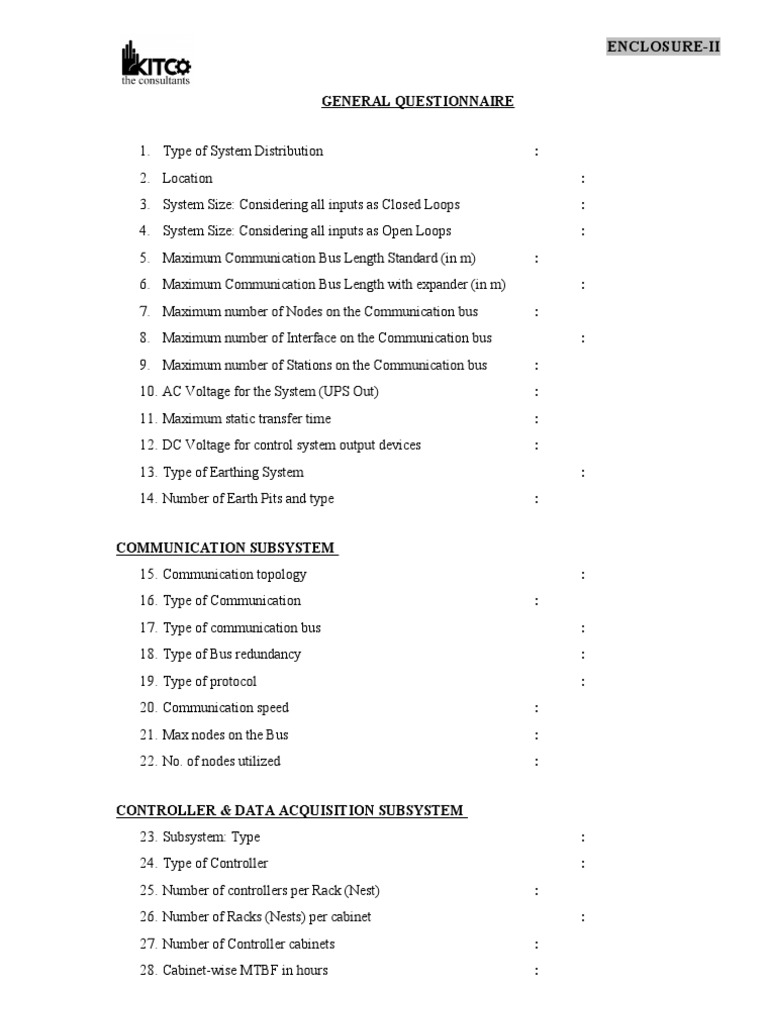 System Design Questionnaire Template | PDF | Computer Data Storage ...