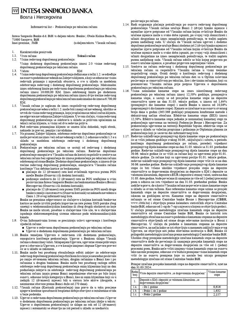 Prekoračenje (Minus) Tekuci Racun | PDF