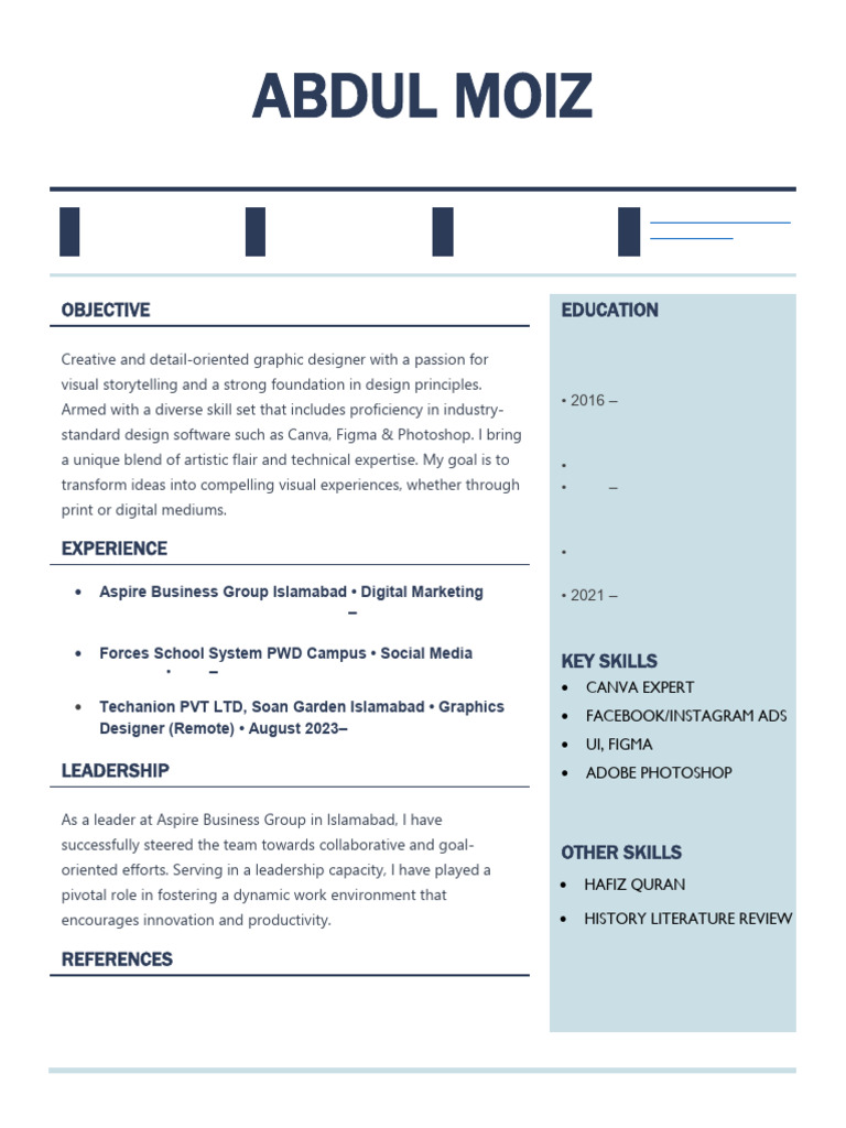 ABDUL MOIZ cv(graphic designer) | PDF | Computing