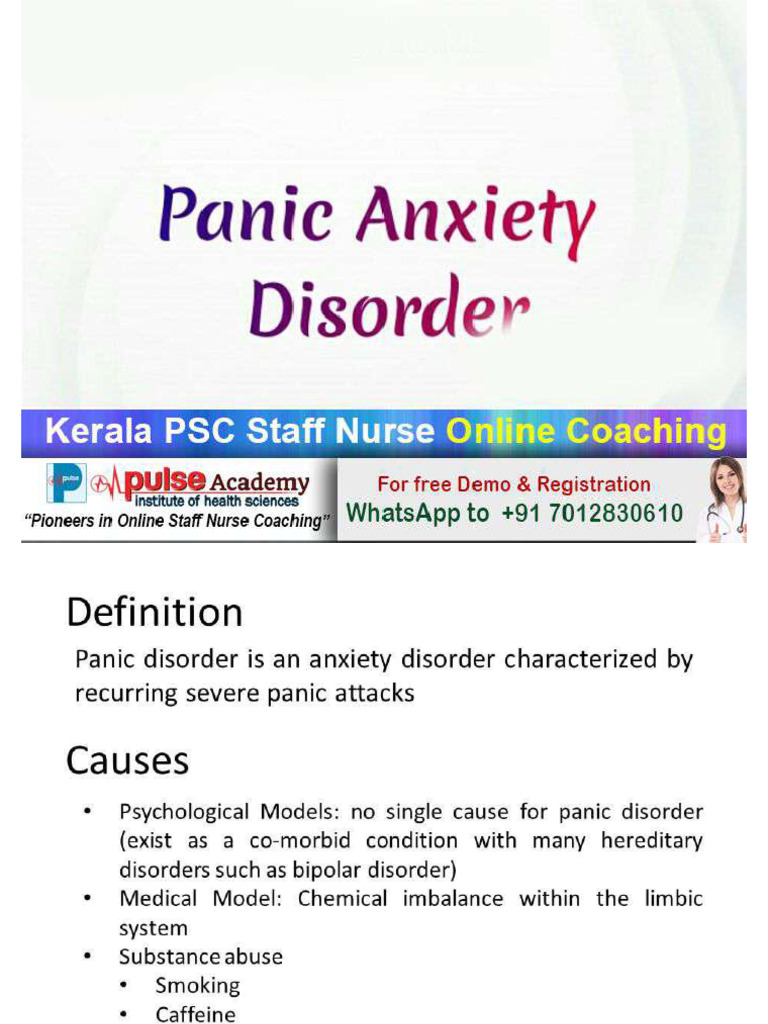 Panic Anxiety Disorder | PDF