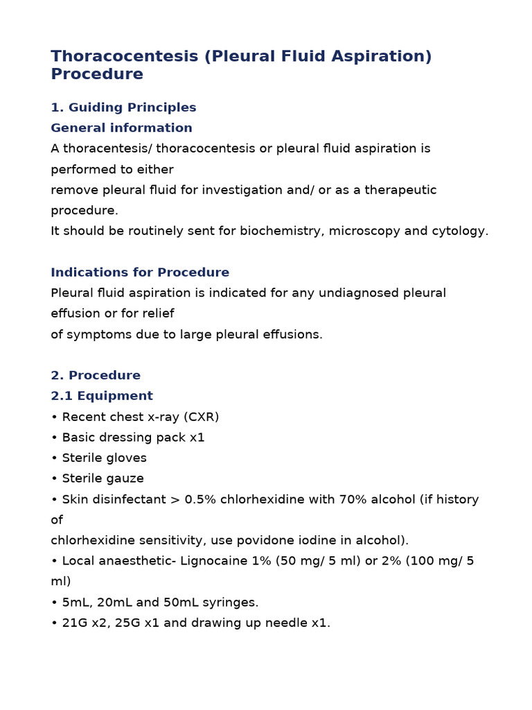 Thoracocentesis MBBS Procedure Skill | PDF | Thorax | Lung