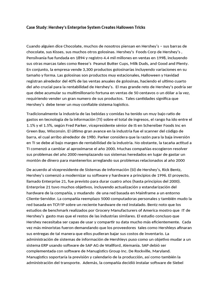 Hershey's: Fallos en ERP y Crisis de Halloween | PDF | Software ...