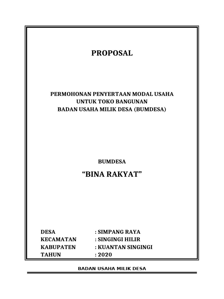 Proposal Bumdes Toko Bangunan | PDF