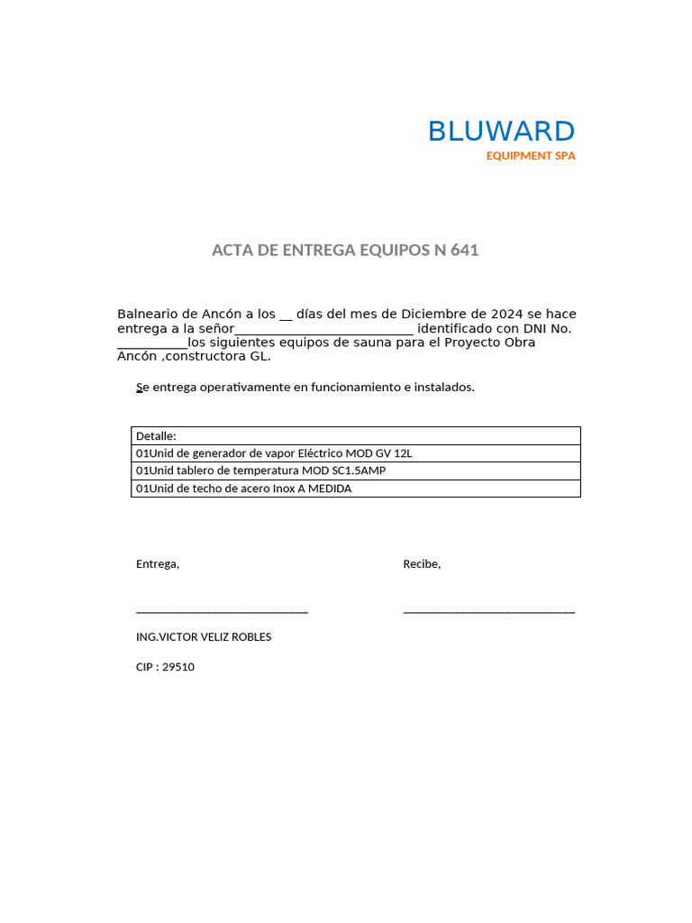 Acta de Entrega | PDF