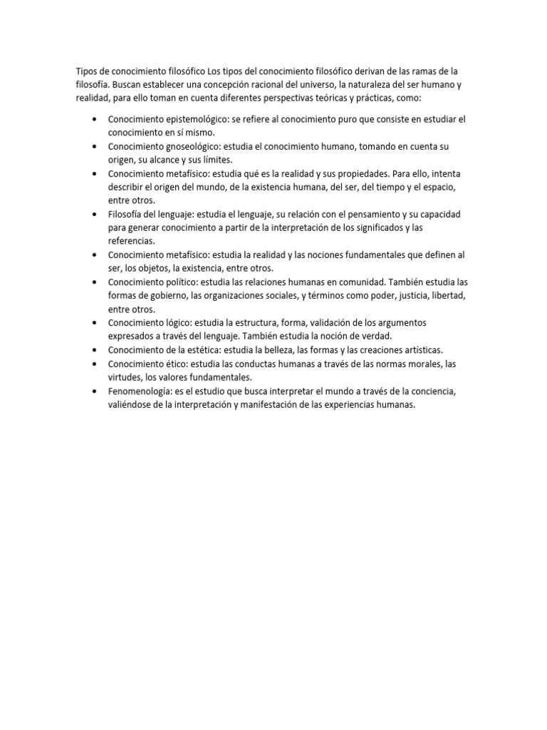Conocimiento Filosofico y Sus Tipos | PDF