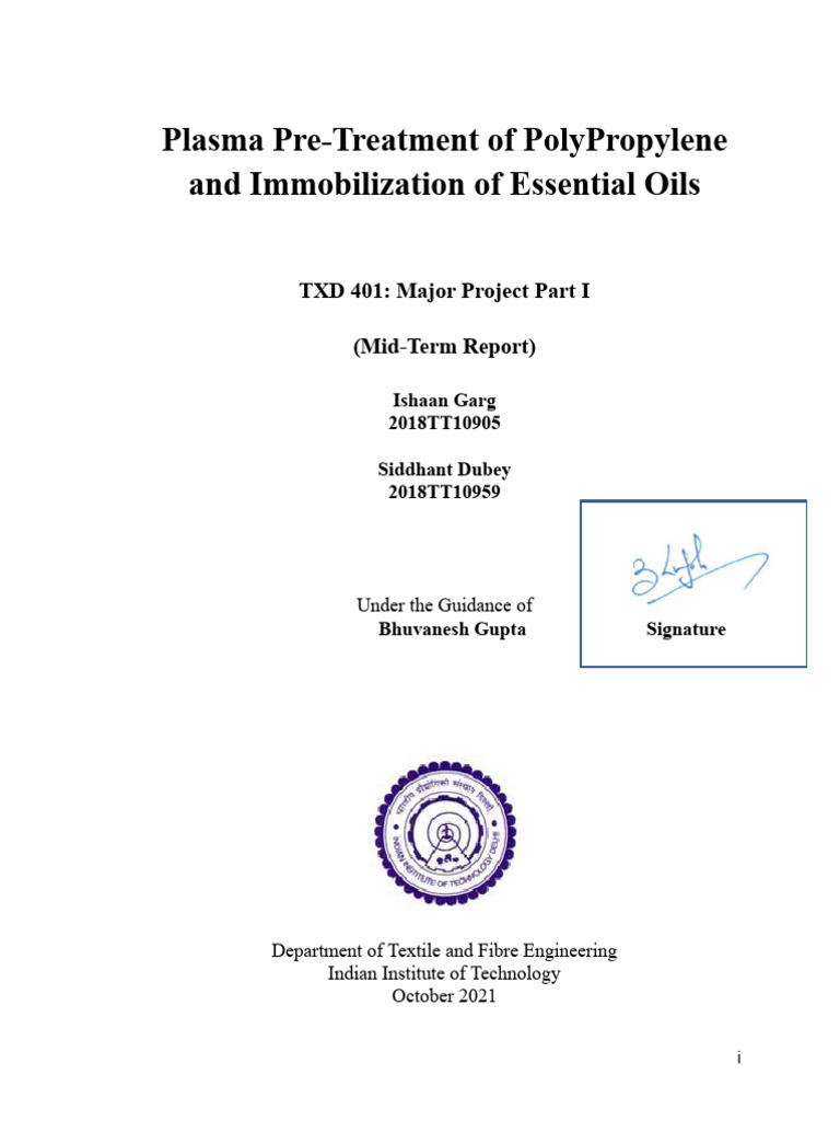BTP Final Report - Ishaan and Siddhant | PDF | Polymers | X Ray Photoelectron Spectroscopy