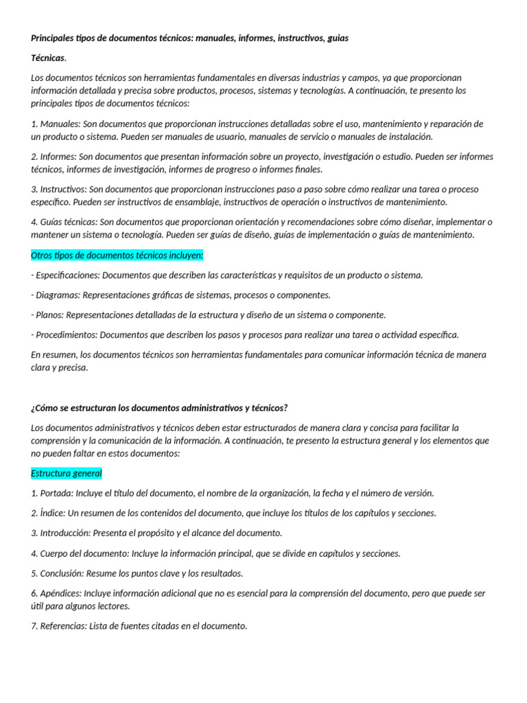 Principales Tipos de Documentos Técnicos | PDF | Diseño | Informática