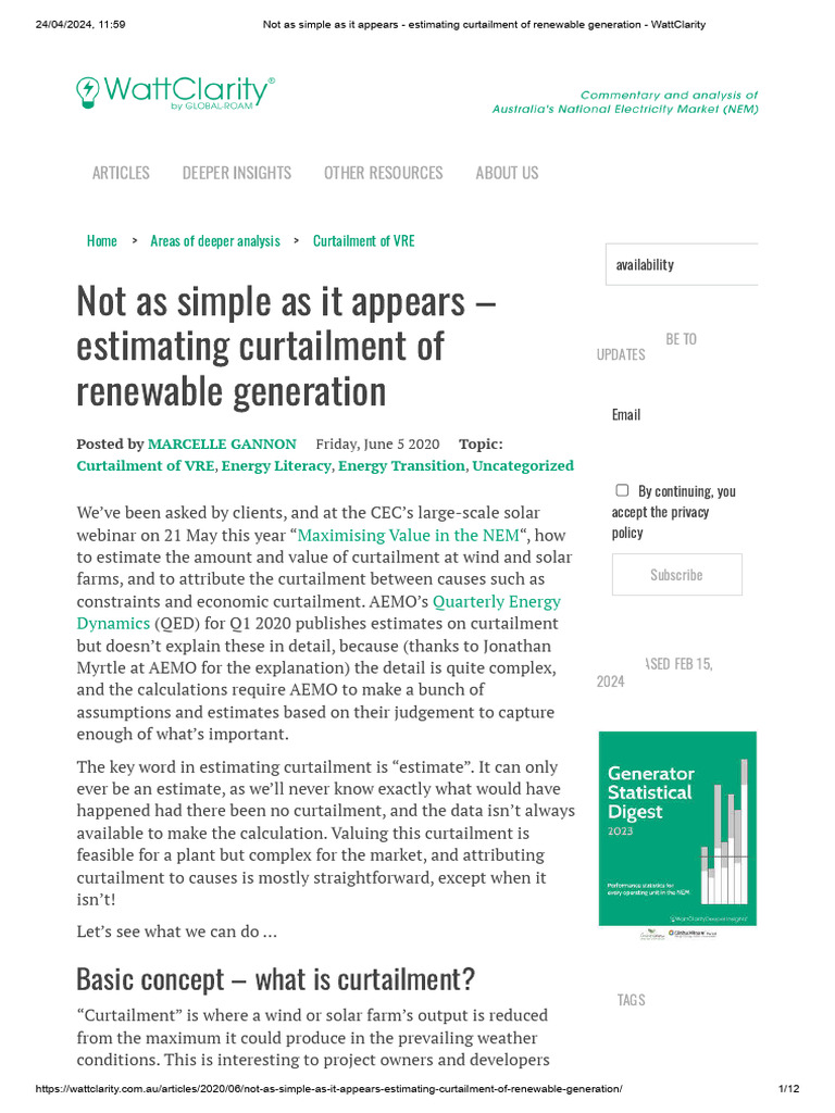 Estimating Curtailment of Renewable Generation - WattClarity | PDF | Forecasting | Power (Physics)
