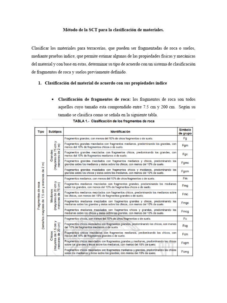 Clasificación de Suelos y Rocas SCT | PDF | Roca (geología) | Grava