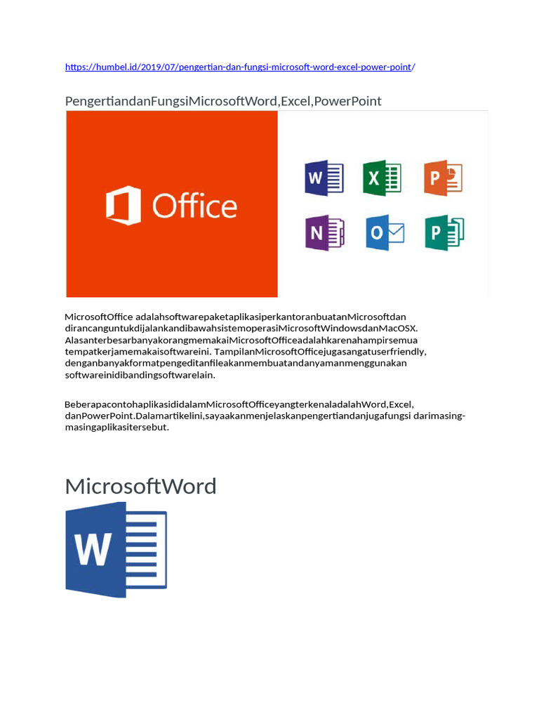 Pengertian & Fungsi Word, Excel, PowerPoint | PDF