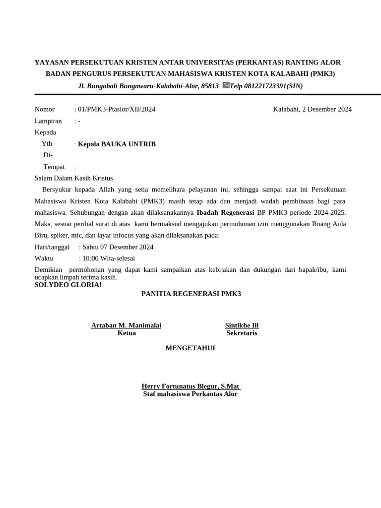 Pinjam Ruang Aula | PDF