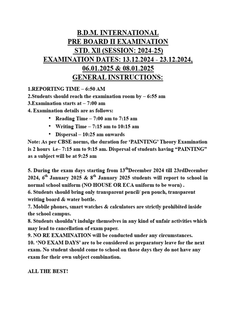 Preboard II General Instructions | PDF