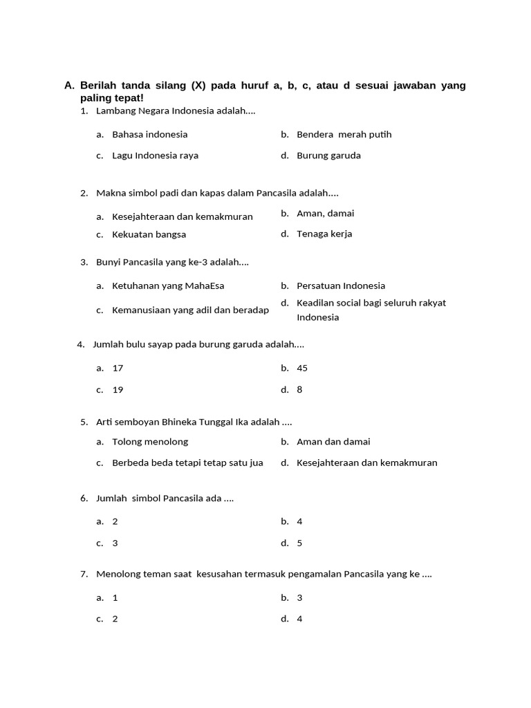 SOAL LATIHAN PKN | PDF