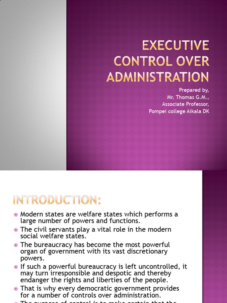 Executive control over Administration | PDF