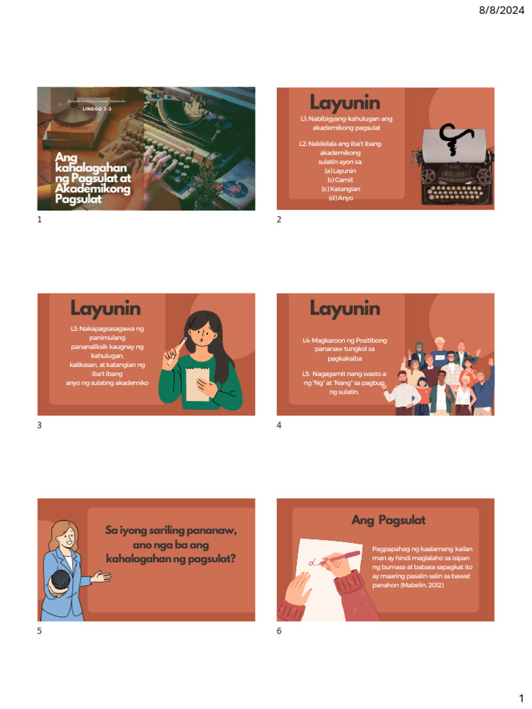 Layunin Ang Kahalagahan Ng Pagsulat At Akademikong Pagsulat Pdf