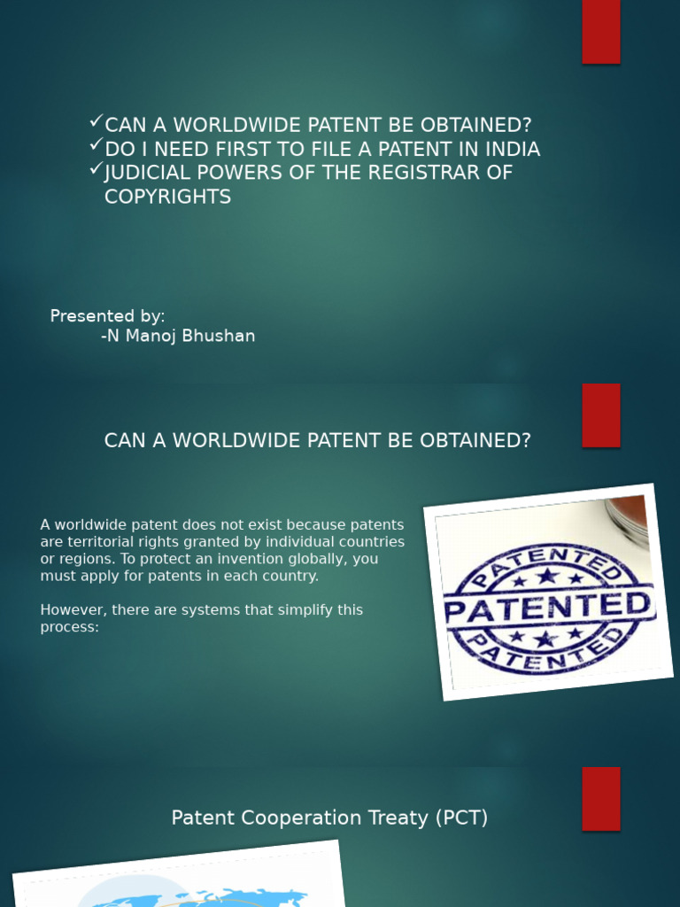 Rmipr Ppt by Manoj | PDF | Patent | Copyright