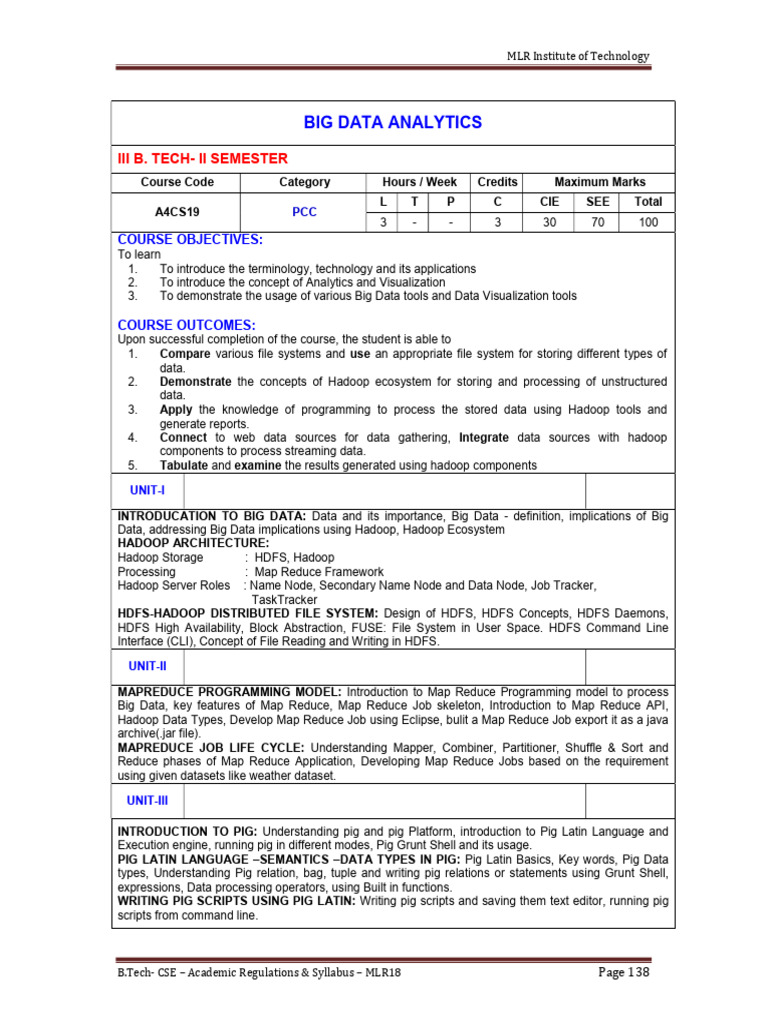 Big Data Analytics | PDF | Apache Hadoop | Map Reduce