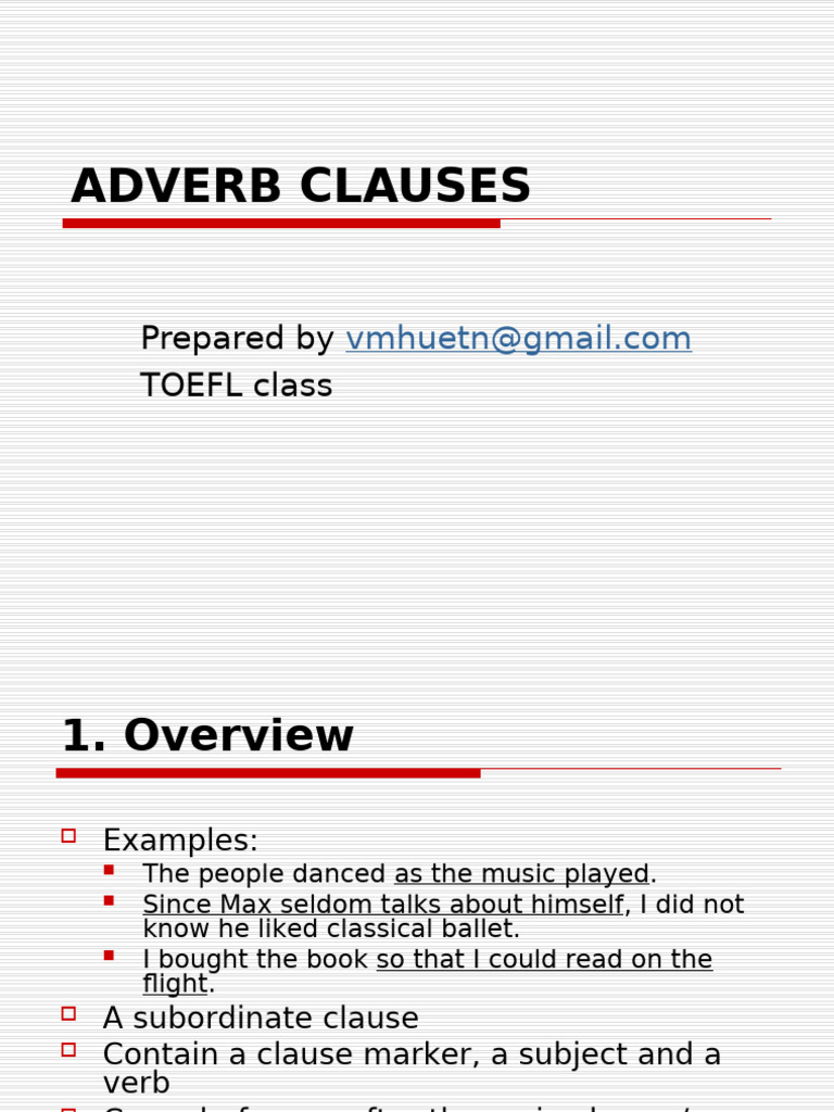 Understanding Adverb Clauses | PDF | Grammatical Tense | Verb