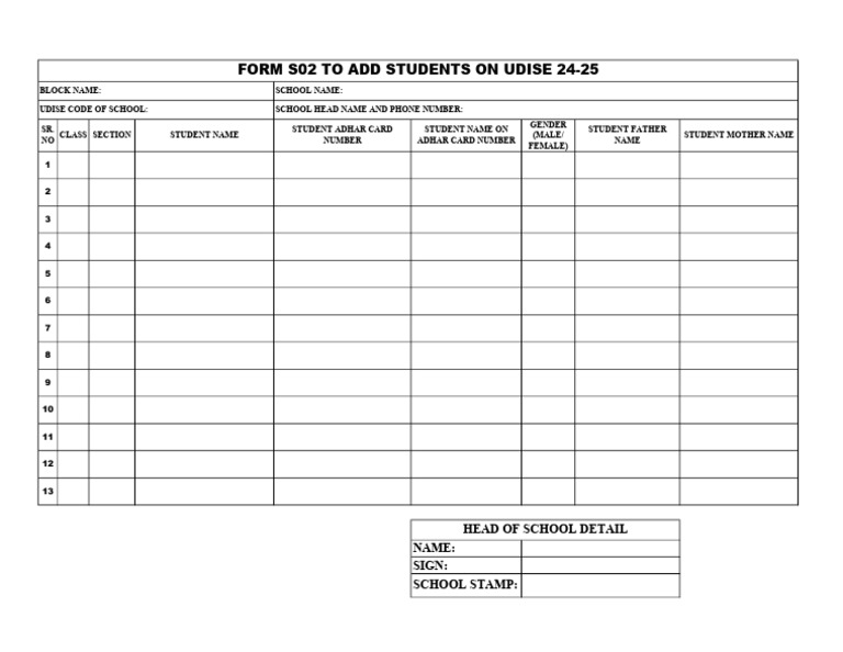 FORM S02 Udise 2024 Exclusive ?-1 | PDF