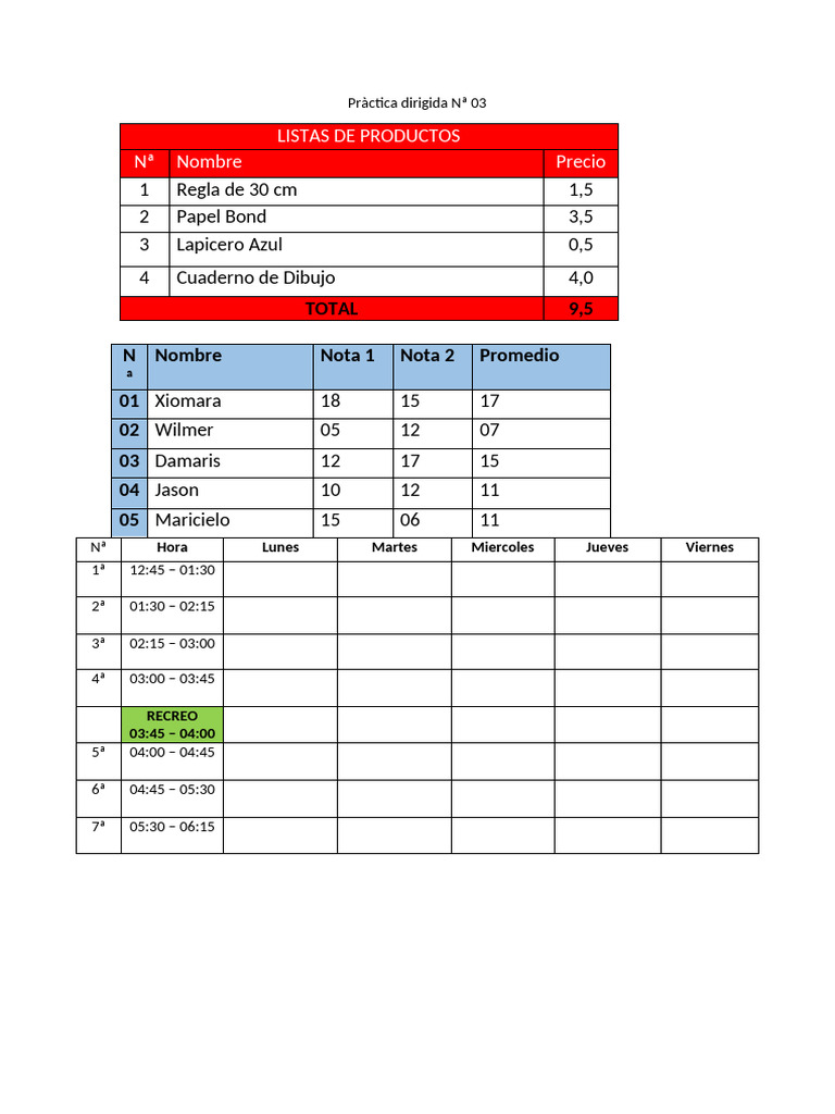 Pràctica Dirigida N 03 | PDF