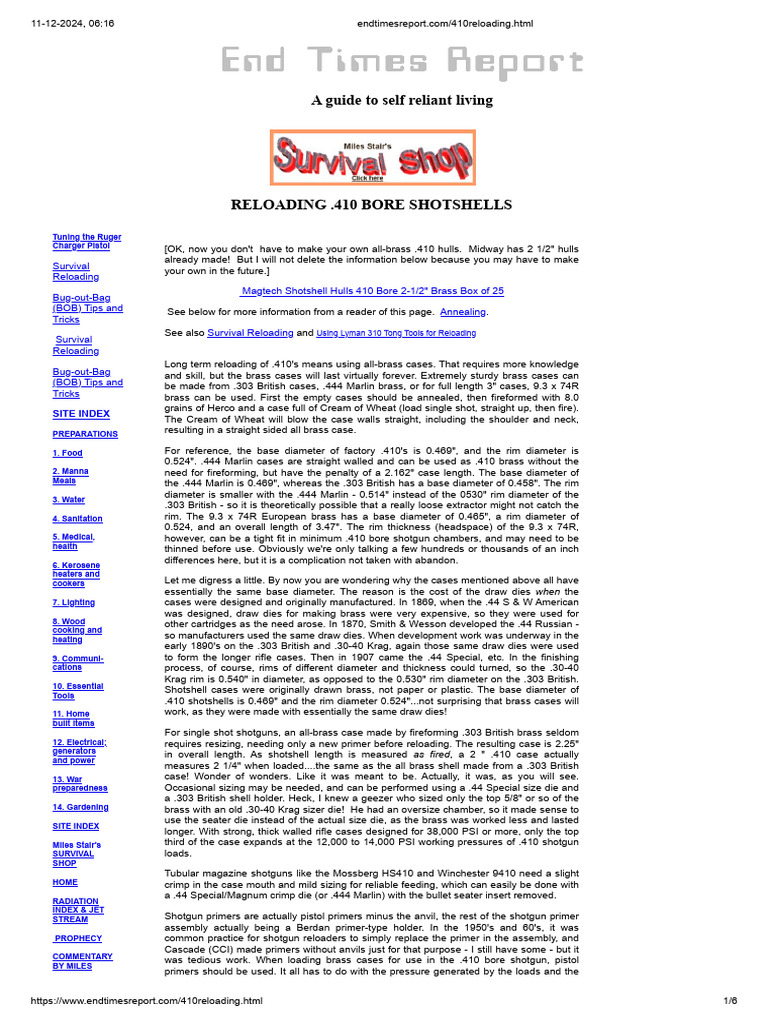 endtimesreport.com_410reloading.html | PDF | Bullet | Cartridge (Firearms)