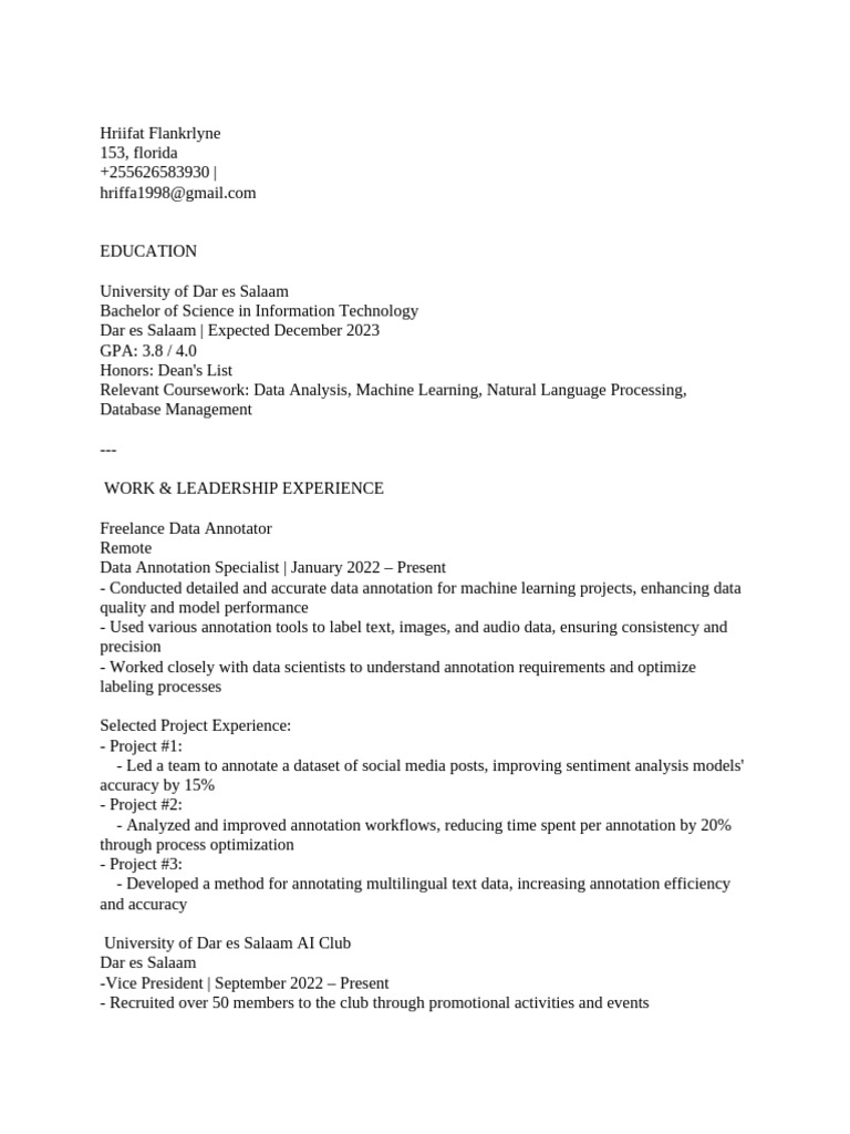 Data Annotator Resume for AI Roles | PDF