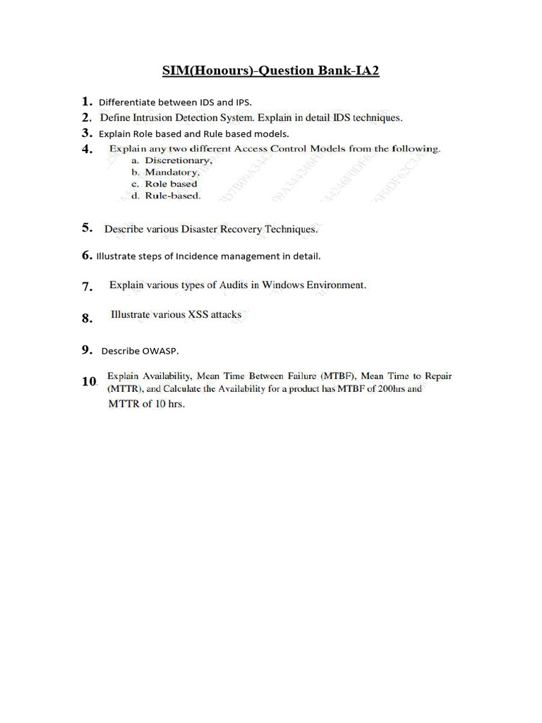 SIM(Honours) Q.Bank-IA2 | PDF