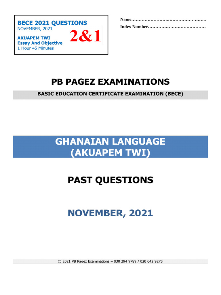2021 Bece Akuapem Twi | PDF