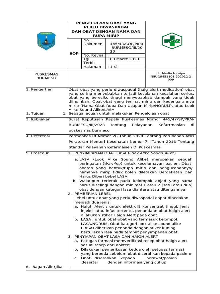 Sop Pengelolaan Obat | PDF