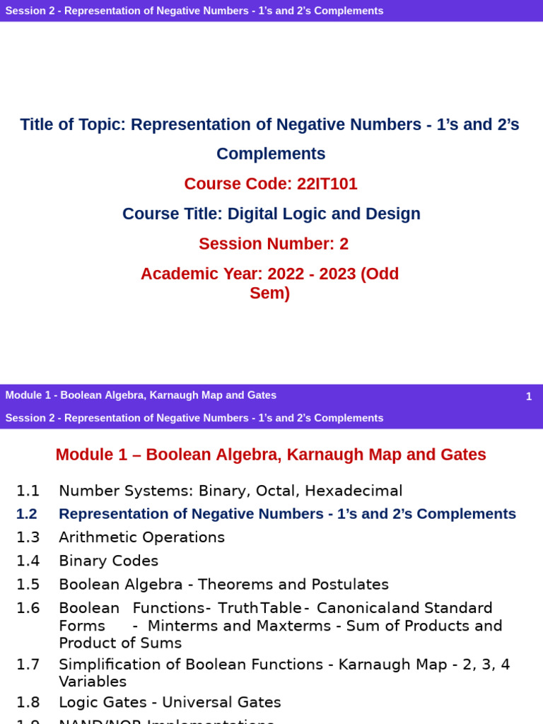 12 Representation Of Negative Numbers 1s And 2s Complements Pdf Boolean Algebra 