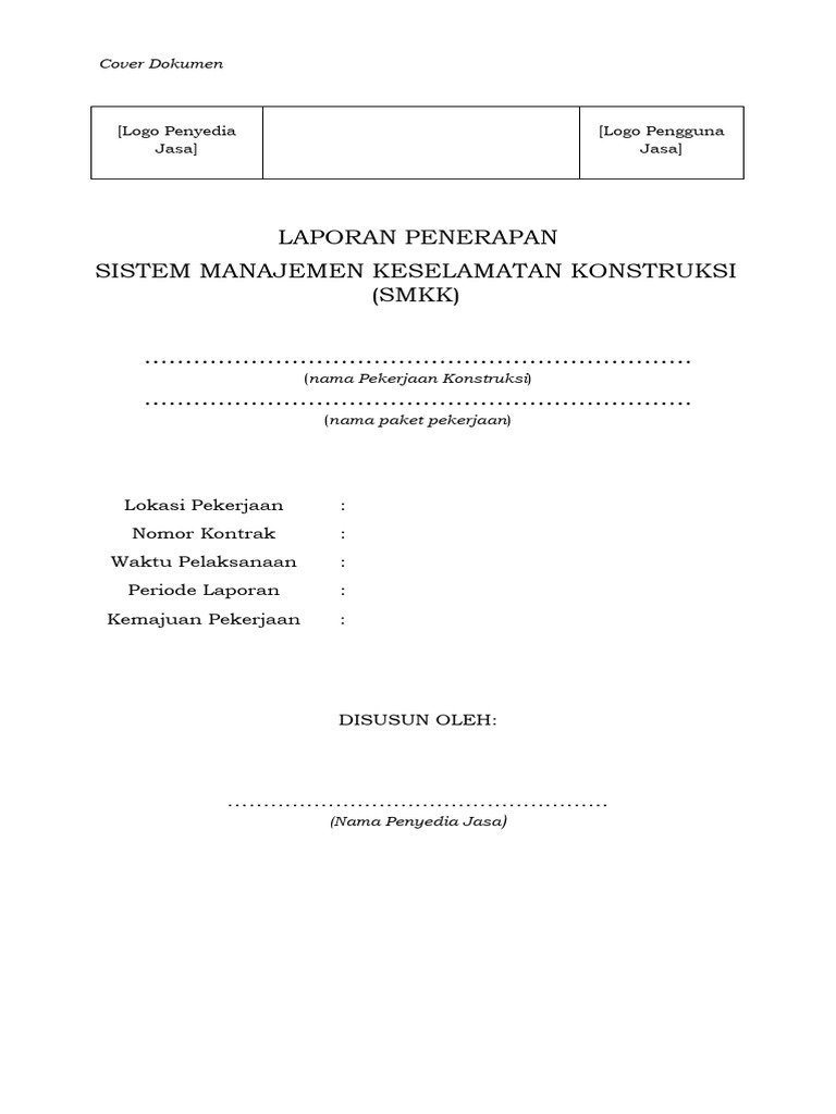 Cover Dokumen Laporan Penerapan SMKK | PDF